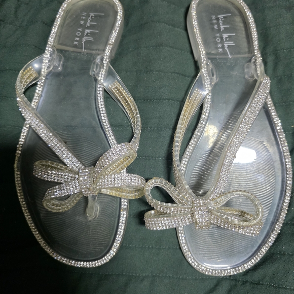 Anne Klein | Shoes | Nicole Miller Jelly Sandals With Rhinestone Bow ...